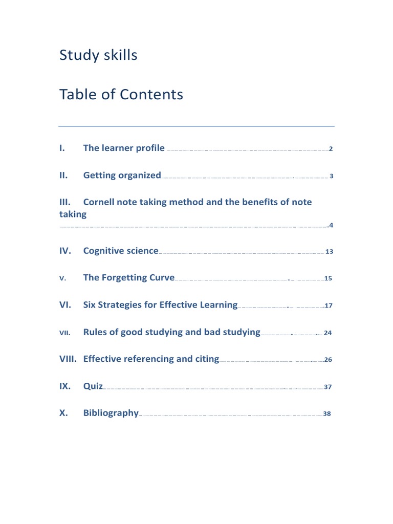 Study Skills Booklet | PDF | Memory | Recall (Memory)