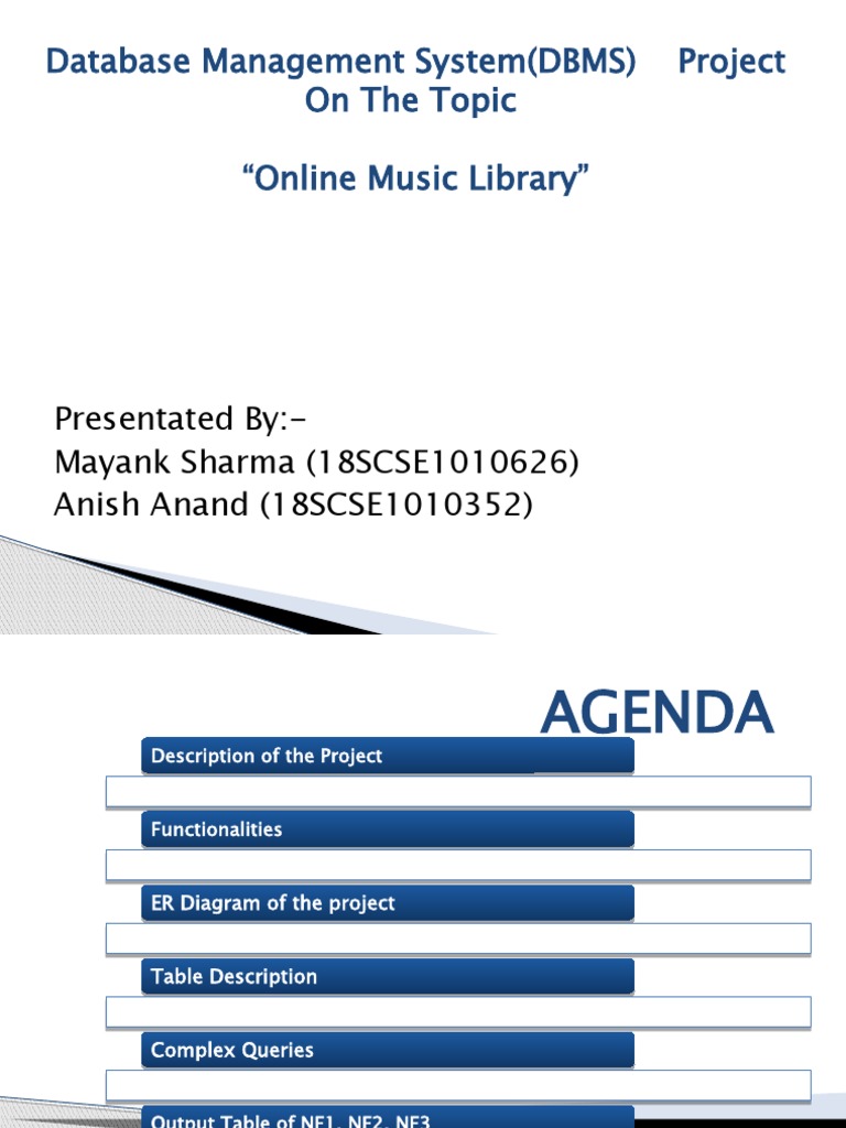 Database Management System (DBMS) Project On The Topic "Online Music ...