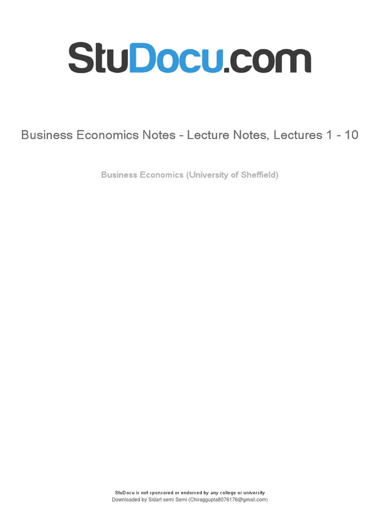 Business Economics Notes Lecture Notes Lectures 1 10 | PDF | Demand ...