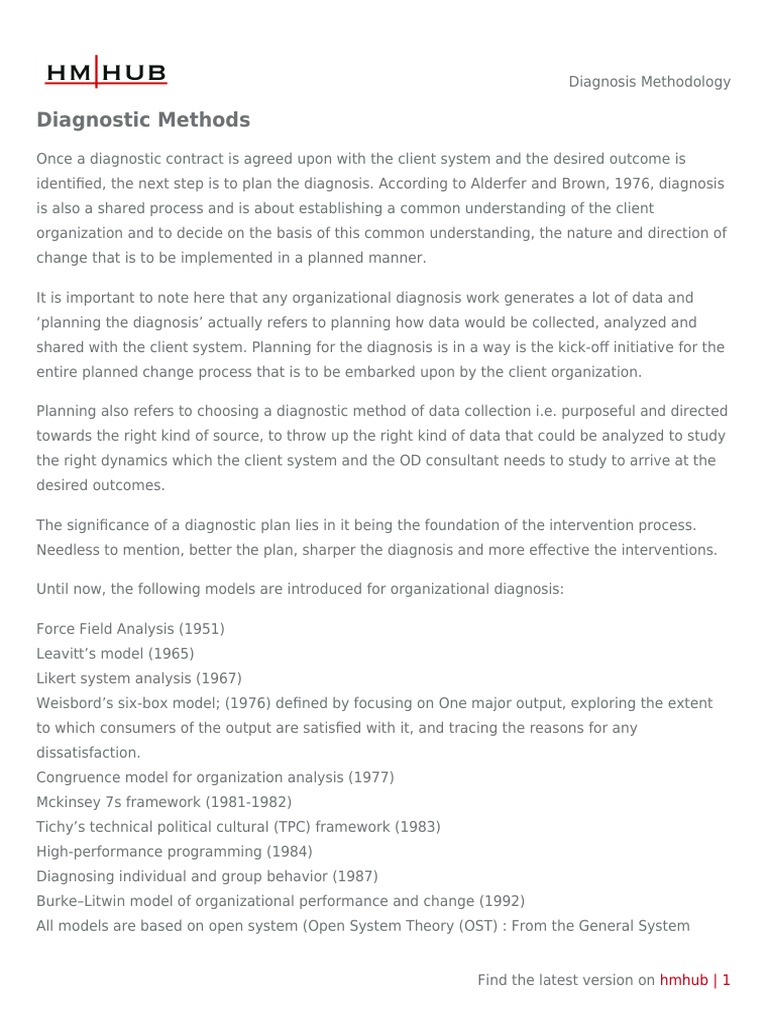 Diagnostic Methods: Hmhub - 1 | PDF | System | Business