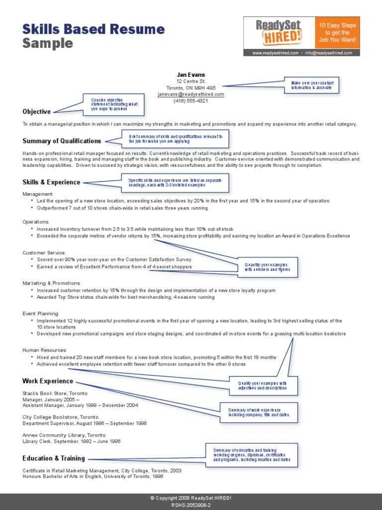 Sample: Skills Based Resume | PDF | Employee Retention | Retail
