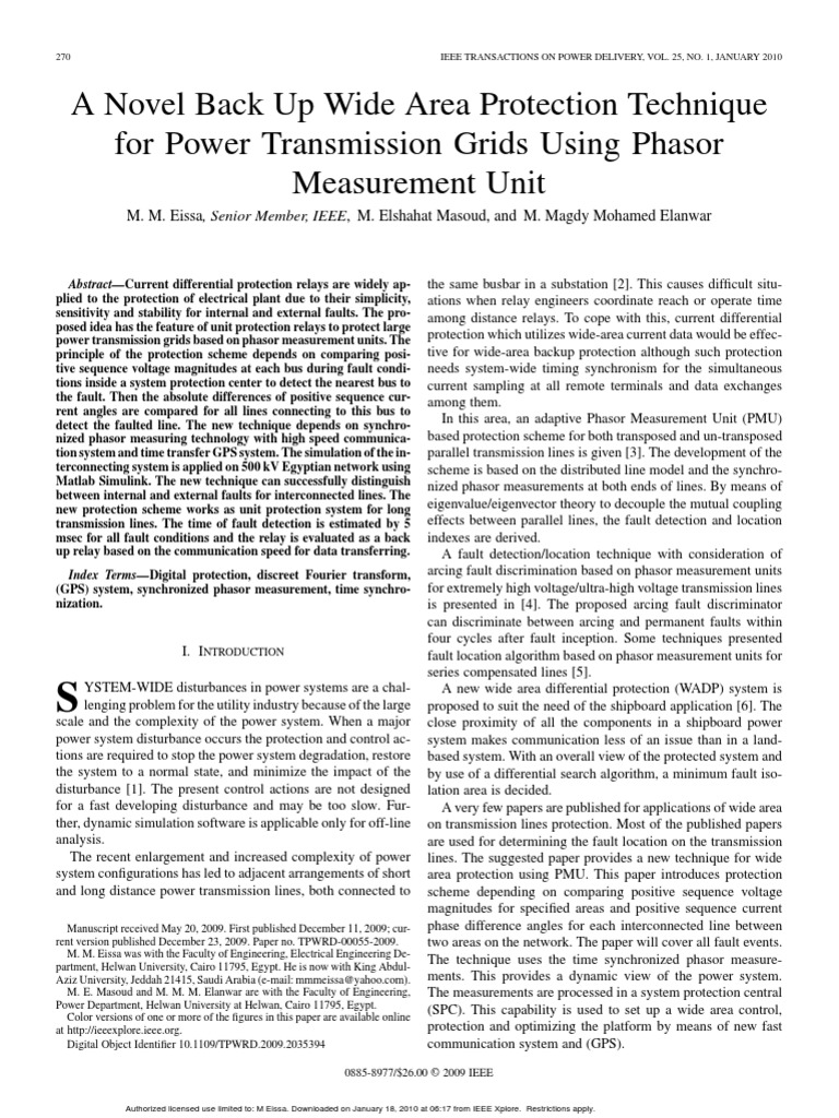 A Novel Back Up Wide Area Protection Technique For Power Transmission ...