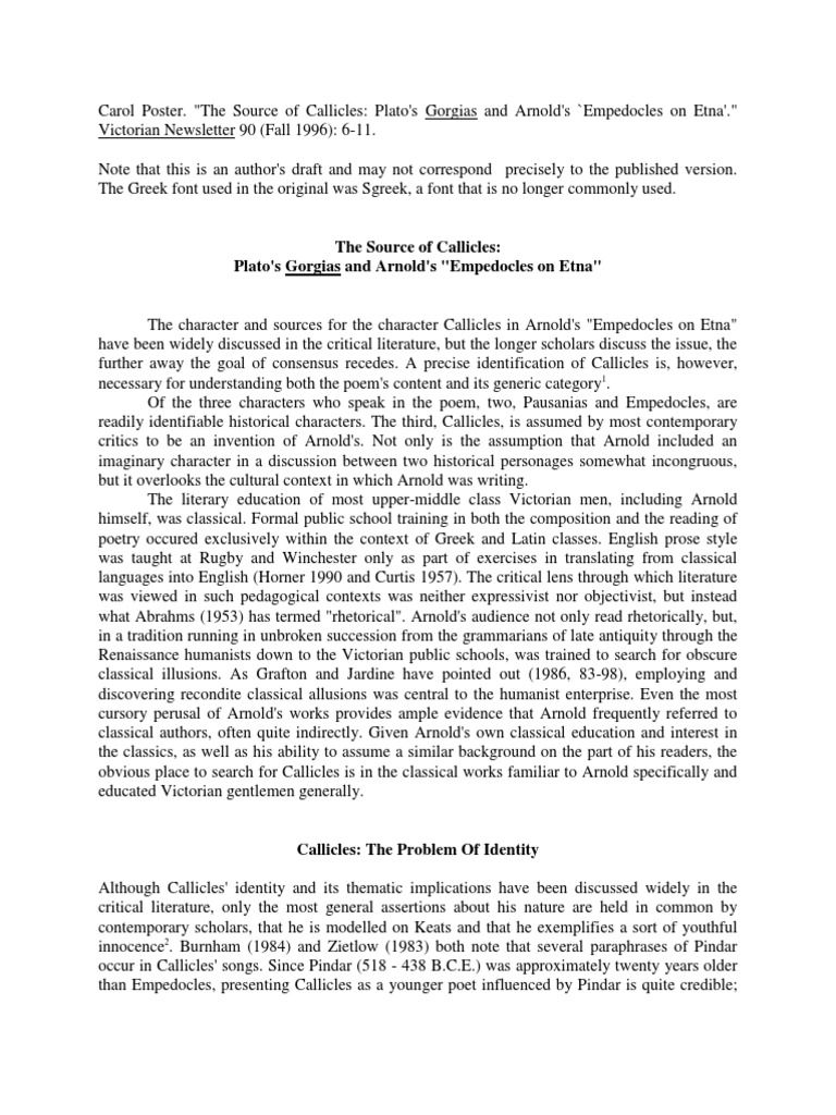 The Source of Callicles Platos Gorgias A | PDF | Plato | Socrates