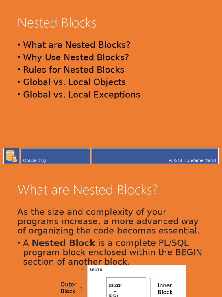 08a - PL-SQL Fundamentals I - Nested Blocks | PDF