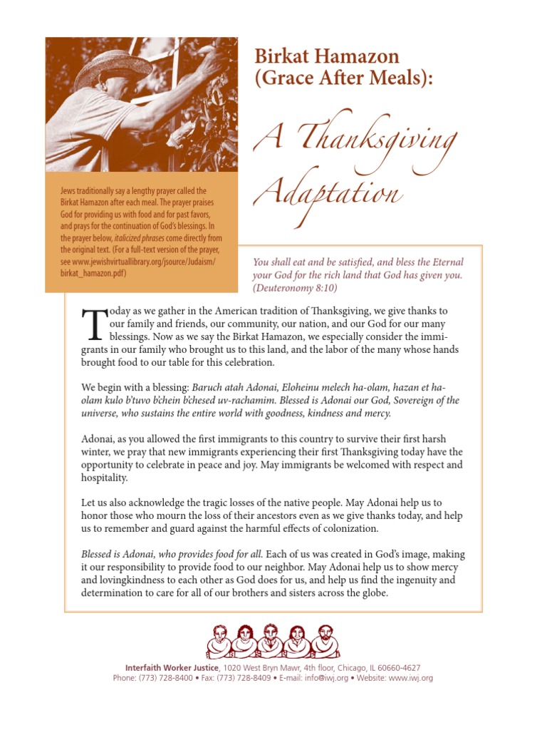 Thanksgiving Birkat Hamazon Prayer Guide | PDF | Hebrew Words And ...