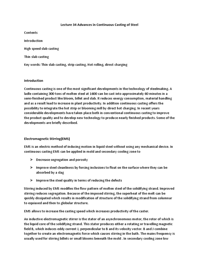 Advances in Continuous Casting PDF | PDF | Casting (Metalworking) | Procedural Knowledge