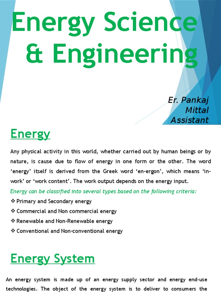 Intro To Energy Science & Engineering, Principles. Resources, History ...