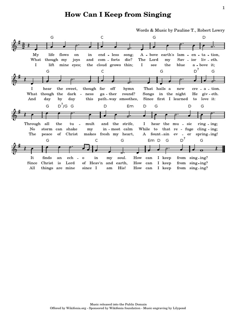 Robert Lowry Pauline T 1 How Can I Keep From Singing Pdf
