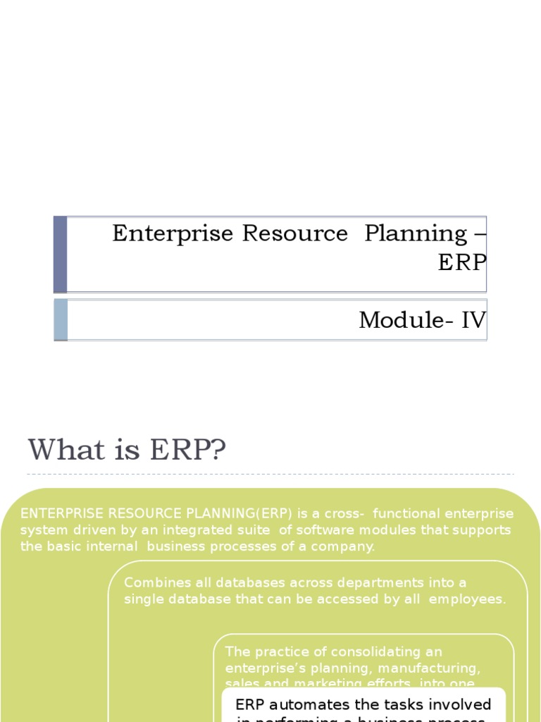 Enterprise Resource Planning - ERP Module-IV | PDF | Enterprise ...