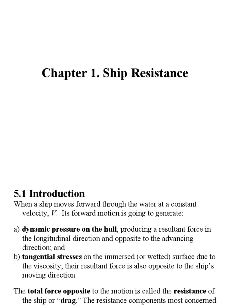 Chapter 1. Ship Resistance | PDF | Drag (Physics) | Motion (Physics)