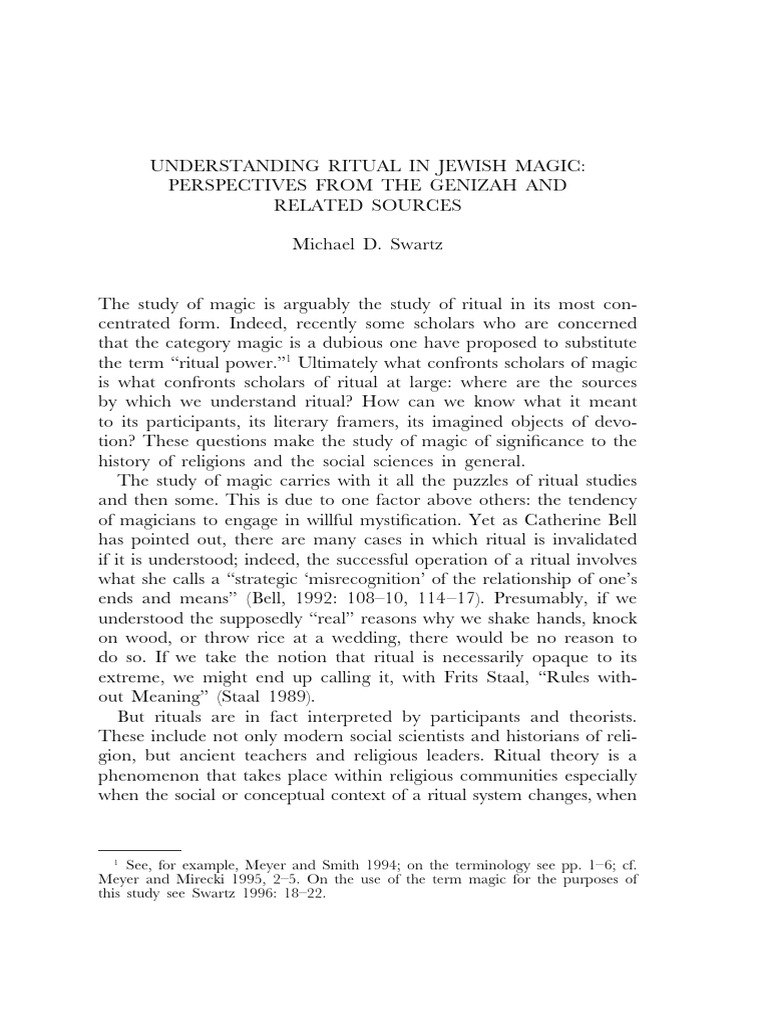 Understanding Ritual in Jewish Magic (Swartz) | PDF | Rituals | Talmud