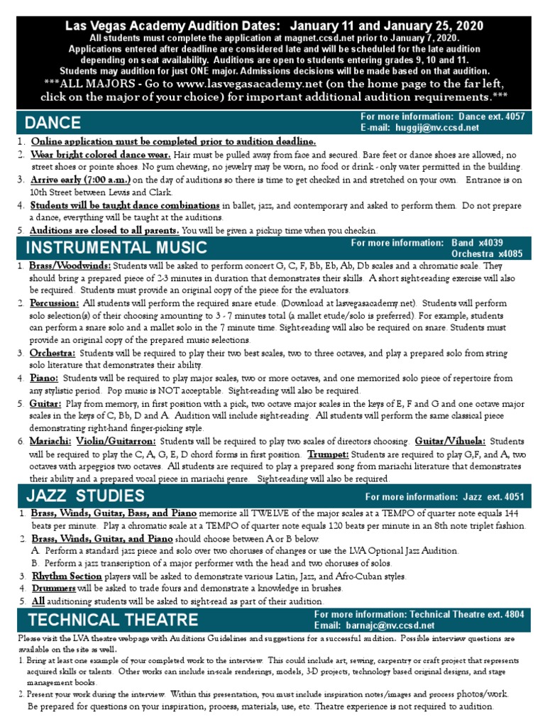 LVA Audition Brochure | PDF | Audition | Figure Drawing