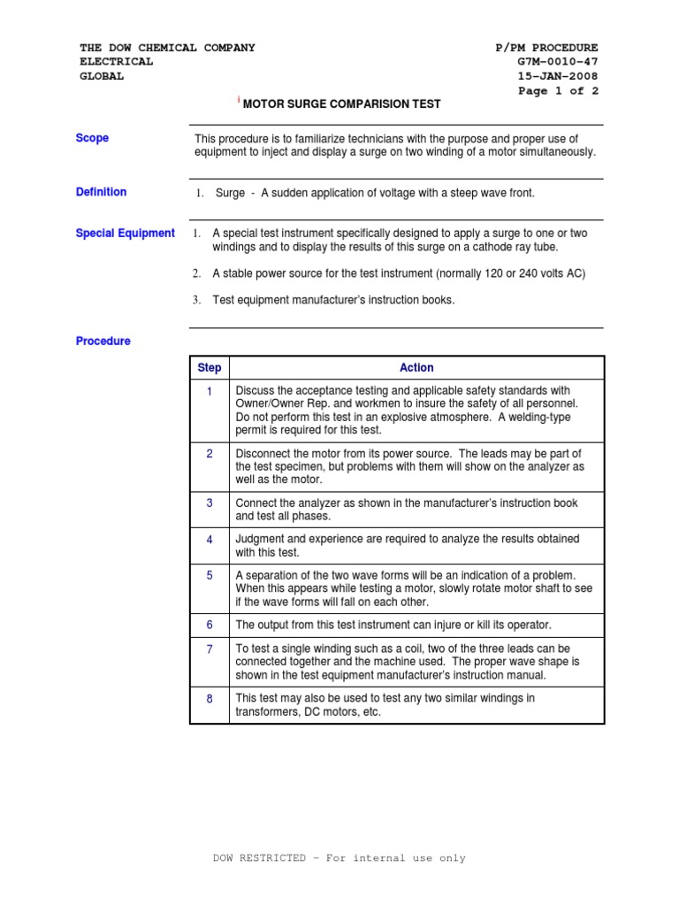 Motor Surge Testing Guide | PDF | Electric Motor | Vacuum Tube