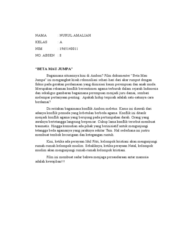 Review Beta Mau Jumpa | PDF