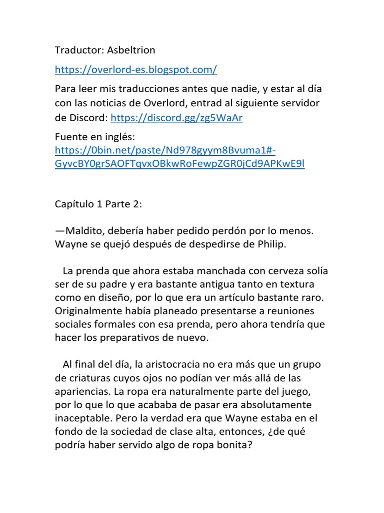 Overlord 14 Capitulo 1 - Parte 2 | PDF | Nobleza | Mago (fantasía)