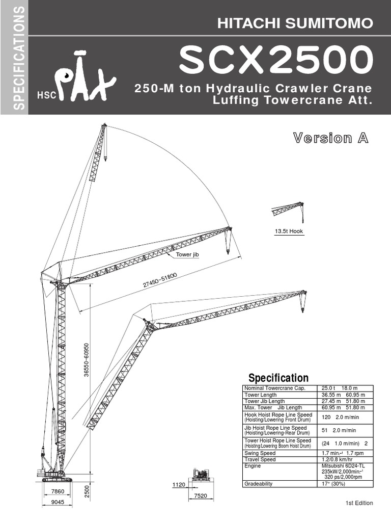 Hitachi Sumitomo SCX2500 - L611-0903 (TW) | PDF | Crane (Machine ...