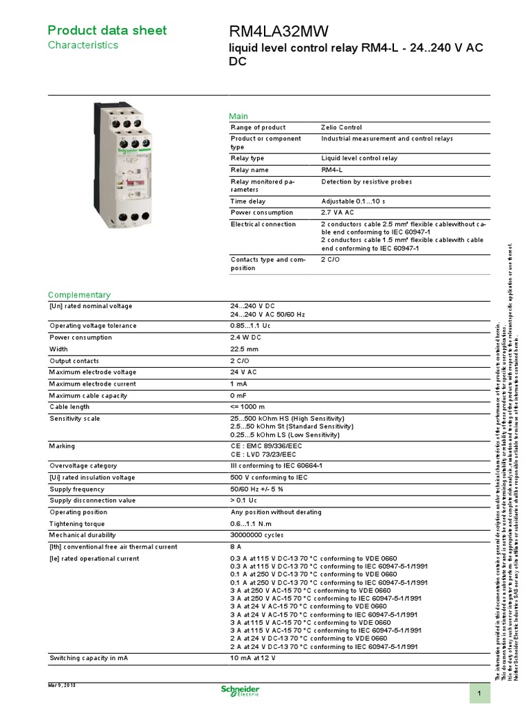 RM4LA32MW: Product Data Sheet | PDF | Relay | Alternating Current
