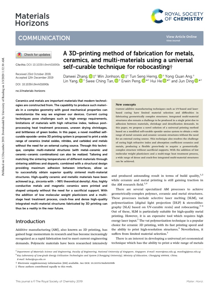 3D Printing Method of Fabrication For Metals, Ceramics, and Multi ...