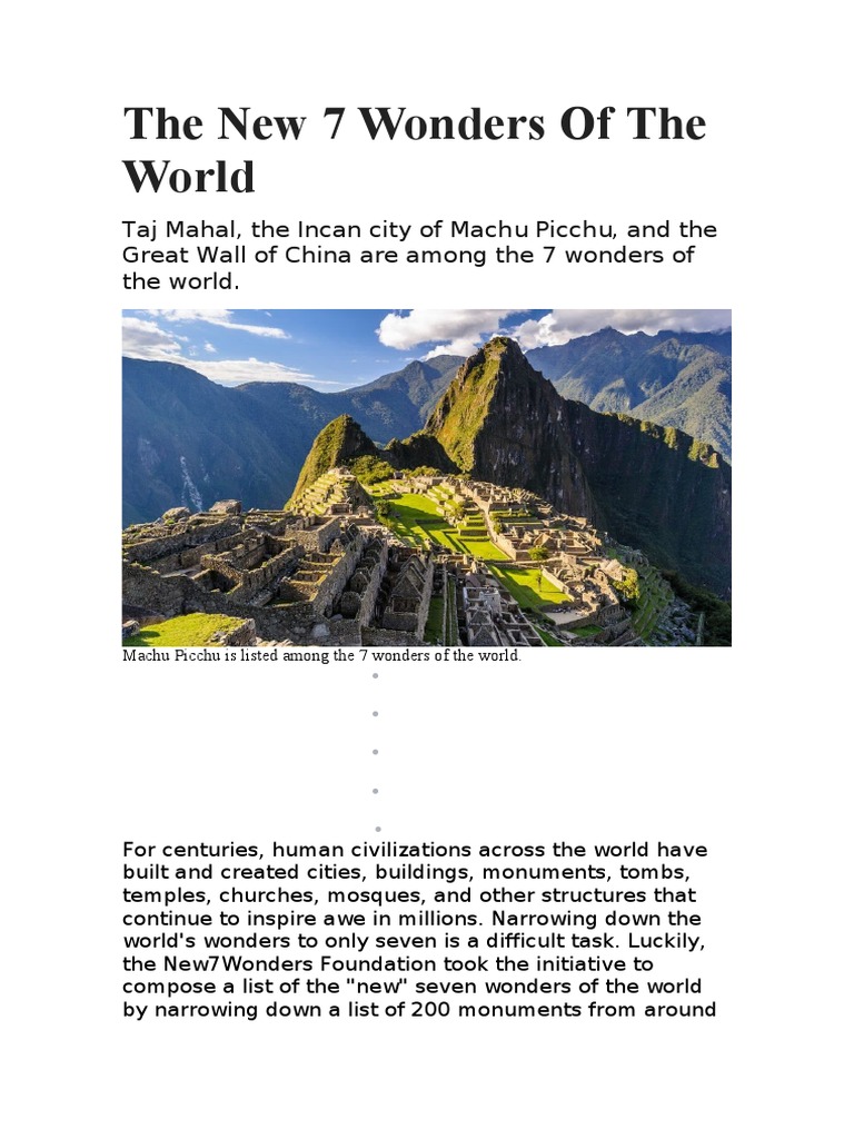 The New 7 Wonders of The World | PDF | Egyptian Pyramids