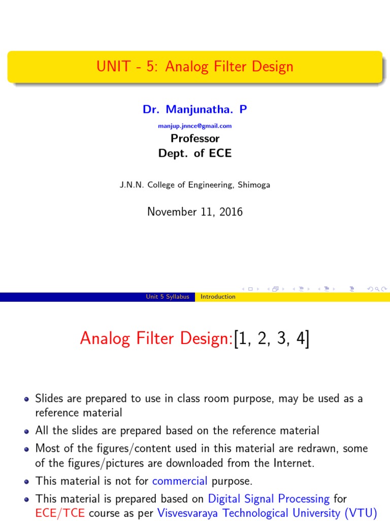 Analog Filter Design PDF | PDF | Low Pass Filter | Filter (Signal ...