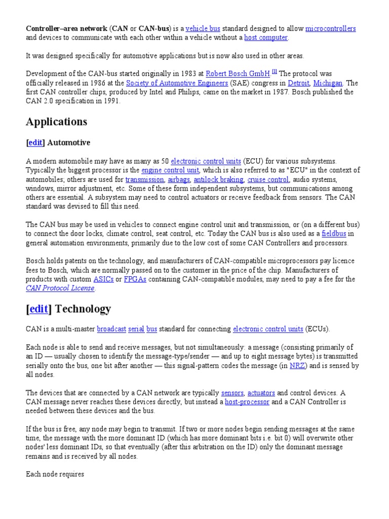 Vehicle CAN Bus Standard Explained | PDF | Internet Protocols ...