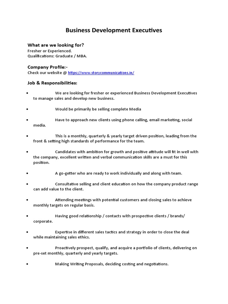 JD Profile - Video Sales | PDF | Career & Growth | Business