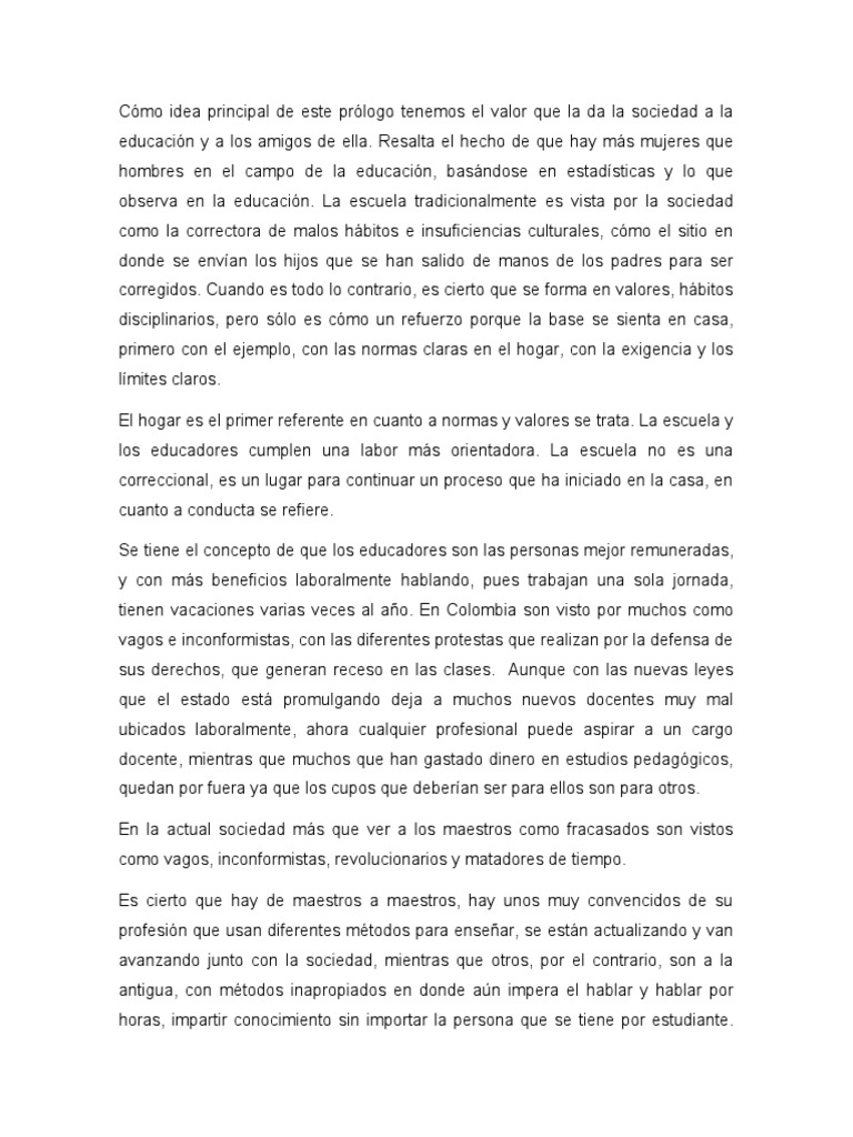 Critica Reflexiva Carta A Una Maestra | PDF | Vida | Educación primaria