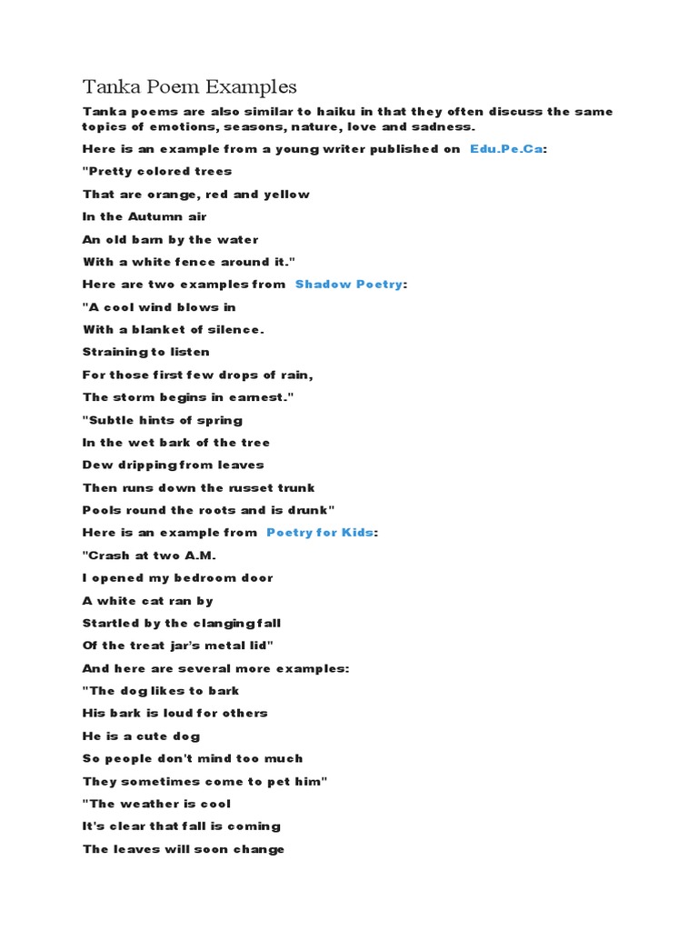 Tanka Poem Examples | PDF | Poetry | Classics