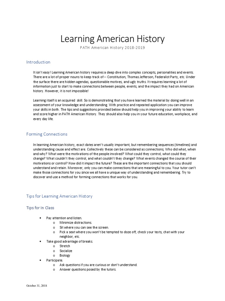 Learning American History | PDF | Motivation | Motivational
