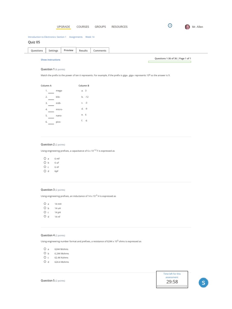 Electronics Quiz 2 | PDF | Inductor | Electrical Impedance
