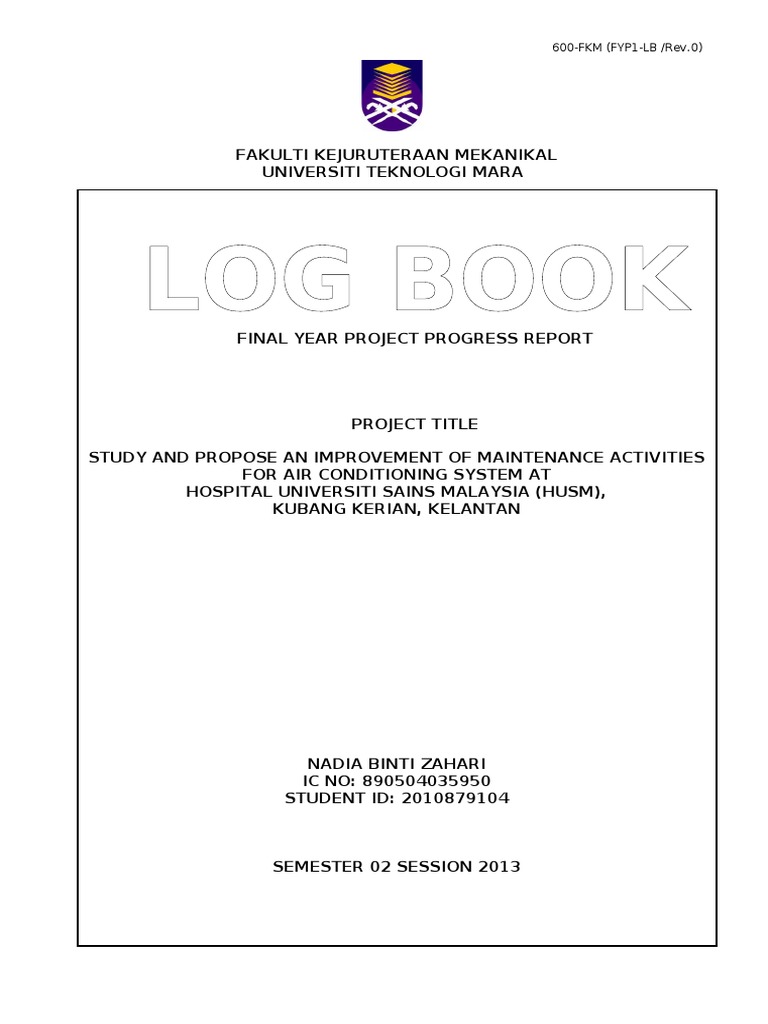 Documenting Progress: A Log Book for a Final Year Mechanical ...