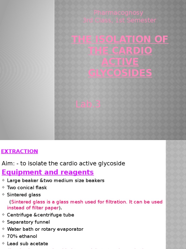 Lab. 3 (Cardioactive Glycoside) | PDF | Filtration | Physical Sciences