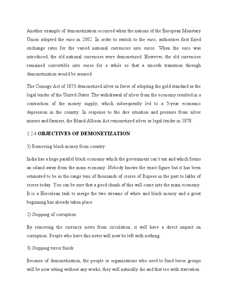 Objectives of Demonetization | PDF | Legal Tender | Currency