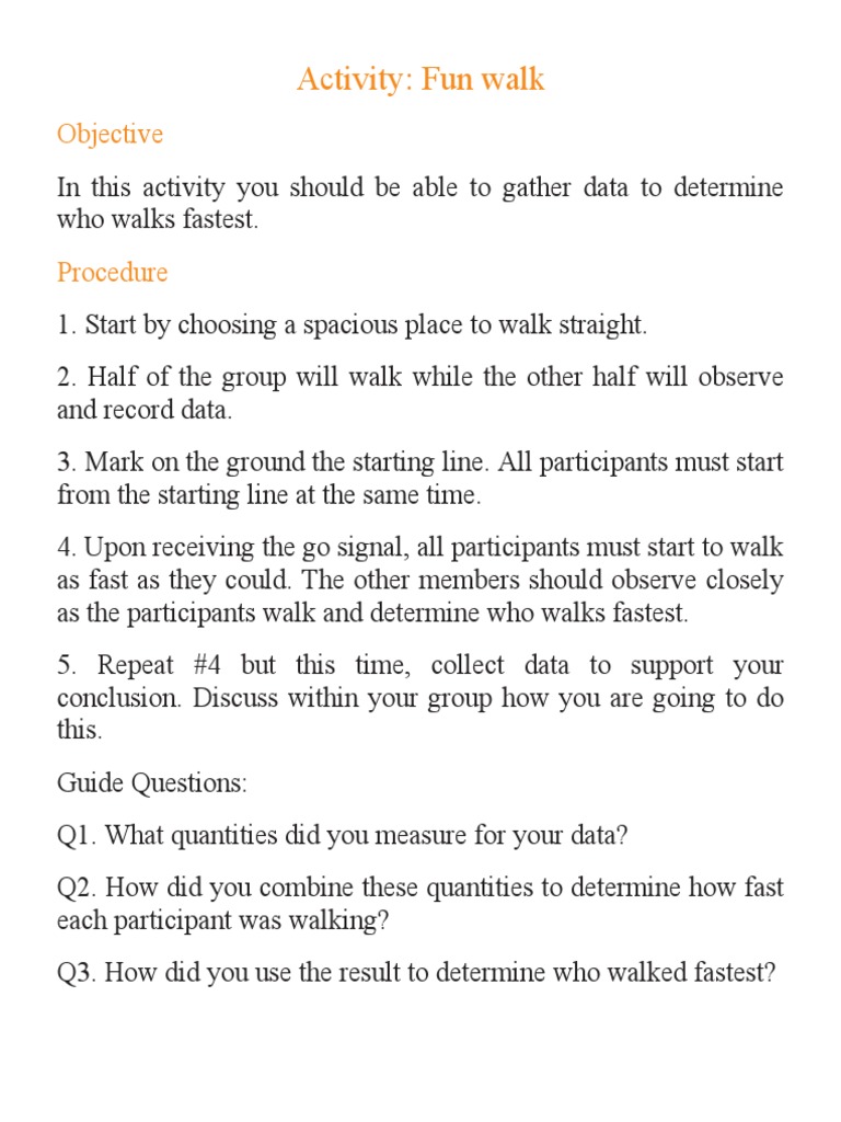 Activity For Speed | PDF