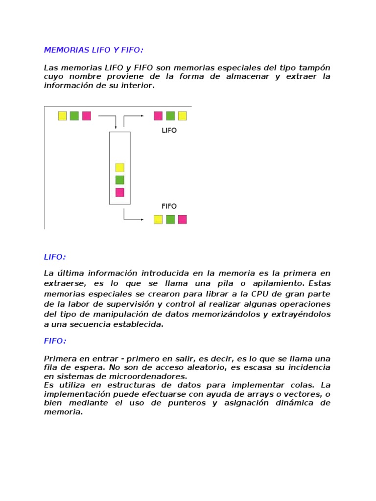 Memorias Lifo y Fifo | PDF | Informática
