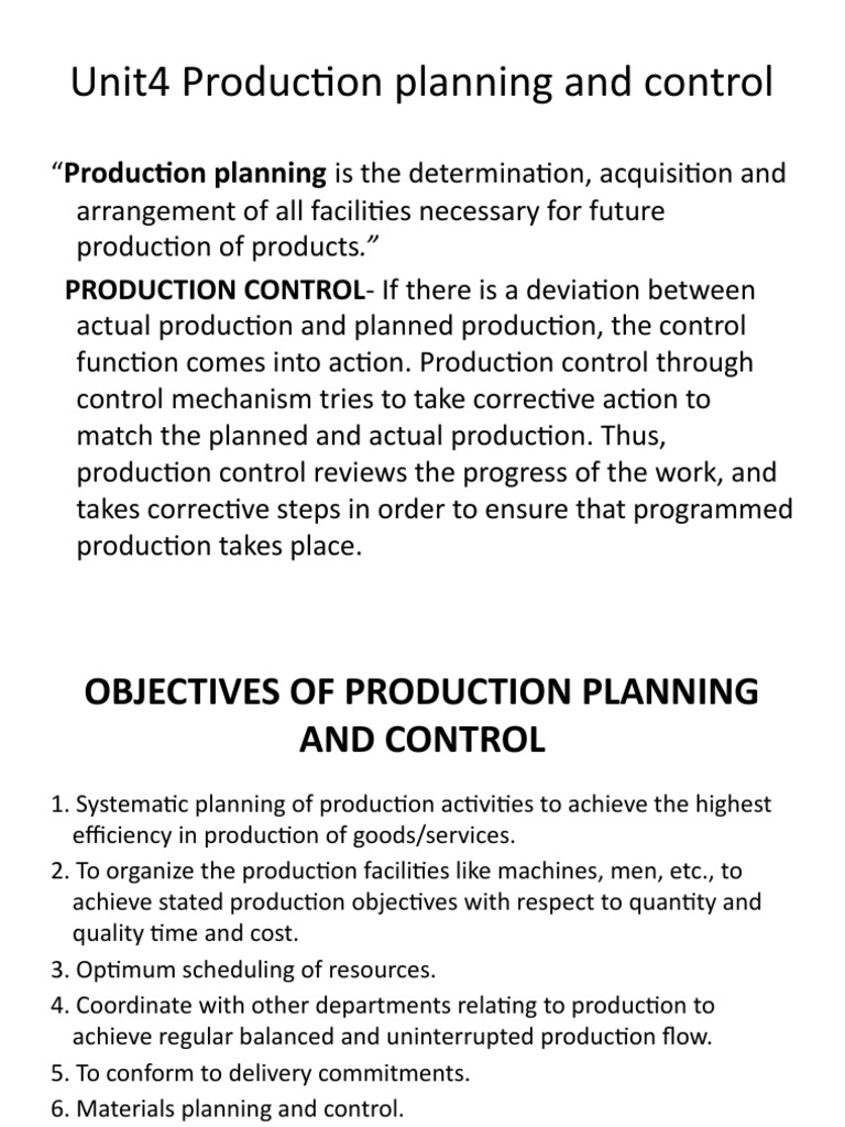 Production Planning and Control Overview | PDF | Mathematical ...
