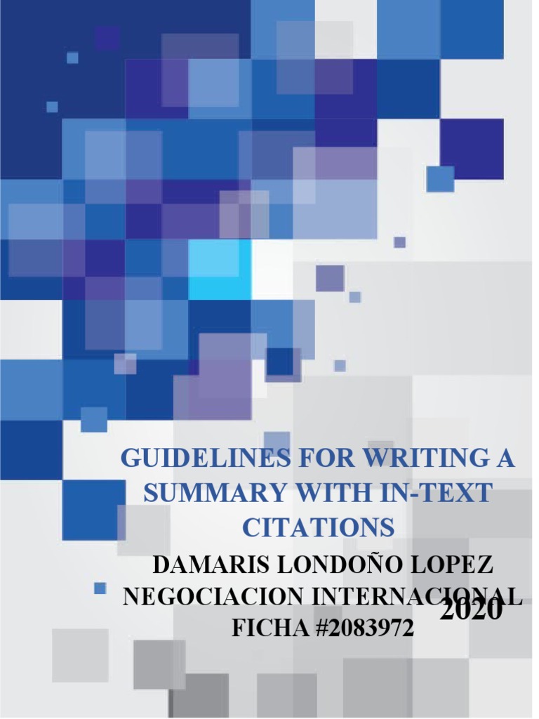 Guidelines For Writing A Summary With In-Text Citations | PDF ...