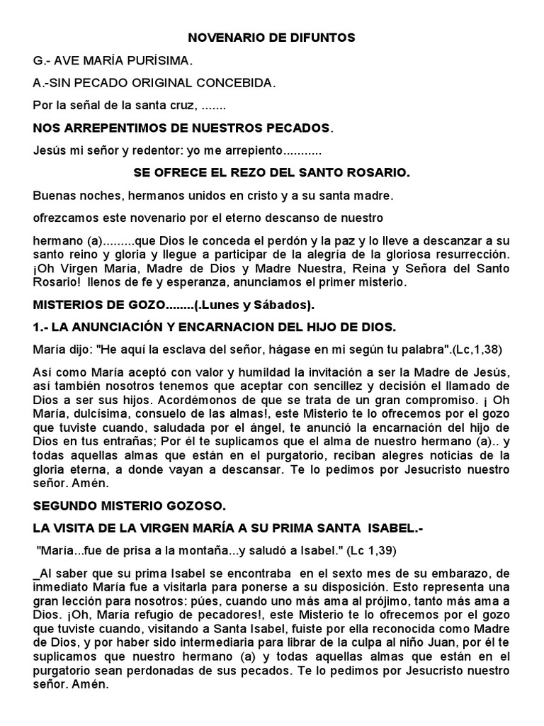 Novenario de Difuntos | PDF | Purgatorio | María, madre de Jesús