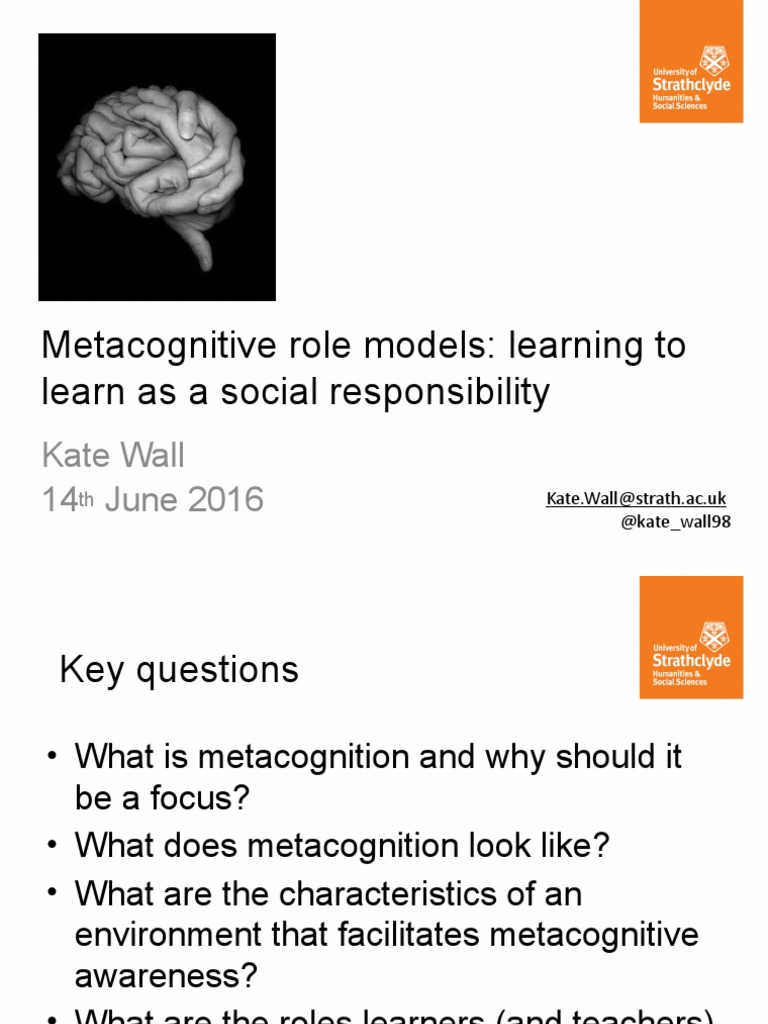 Metacognitive Role Models: Learning To Learn As A Social Responsibility ...
