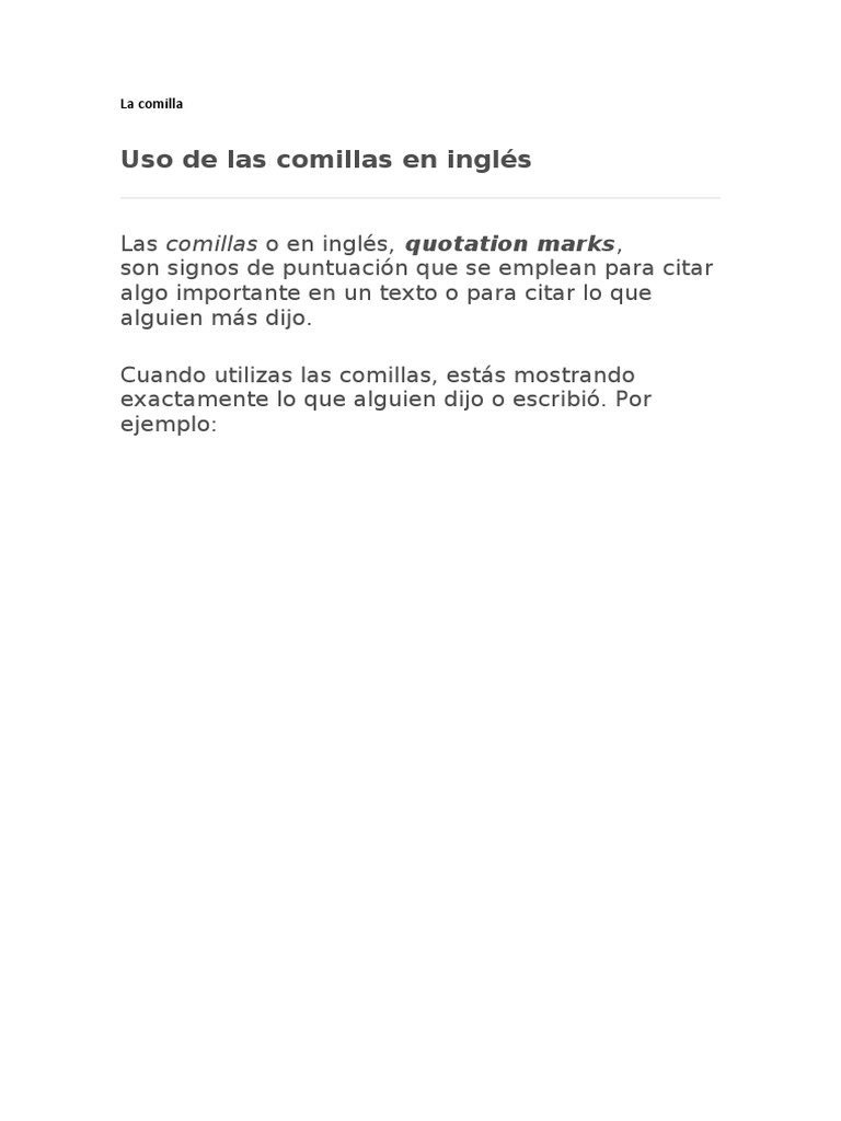 Uso de Comillas en Inglés | PDF | Puntuación | Comillas