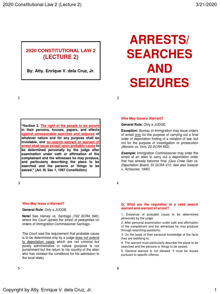 Arrests, Searches, and Seizures Explained | PDF | Search Warrant | Arrest