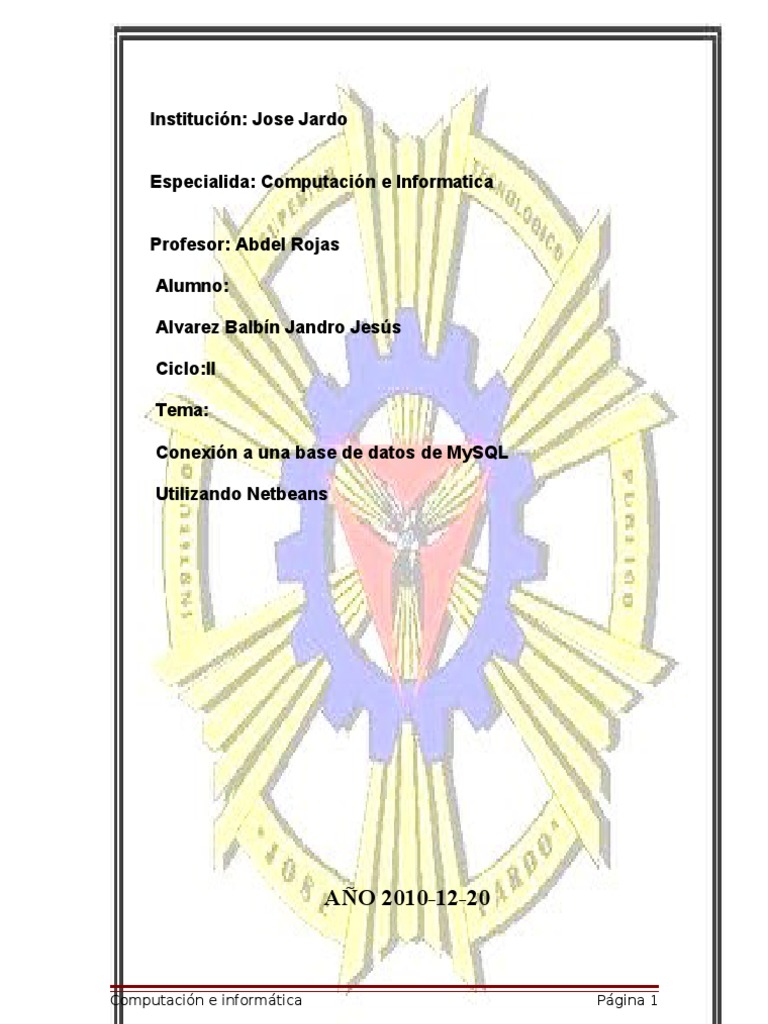 Proyecto: Conexión de NetBeans Con MySQL | Descargar gratis PDF | SQL | Tabla (base de datos)