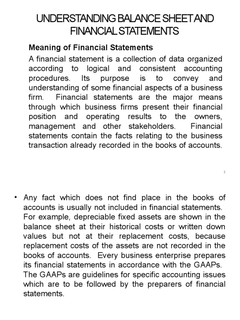 Understanding Balance Sheet and Financial Statements | PDF | Balance ...
