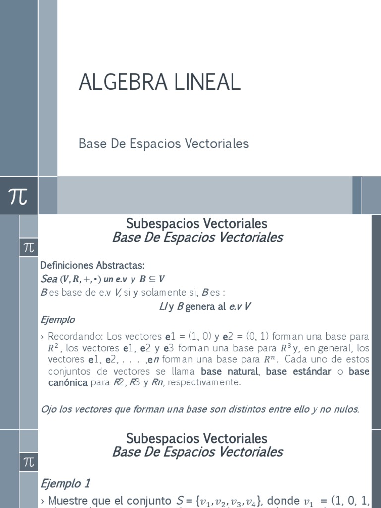 Base de Vectores | PDF | Base (álgebra lineal) | Espacio vectorial