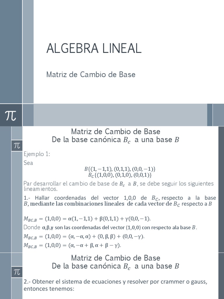 Cambio de Base en Álgebra Lineal | PDF | Matriz (Matemáticas) | Álgebra ...