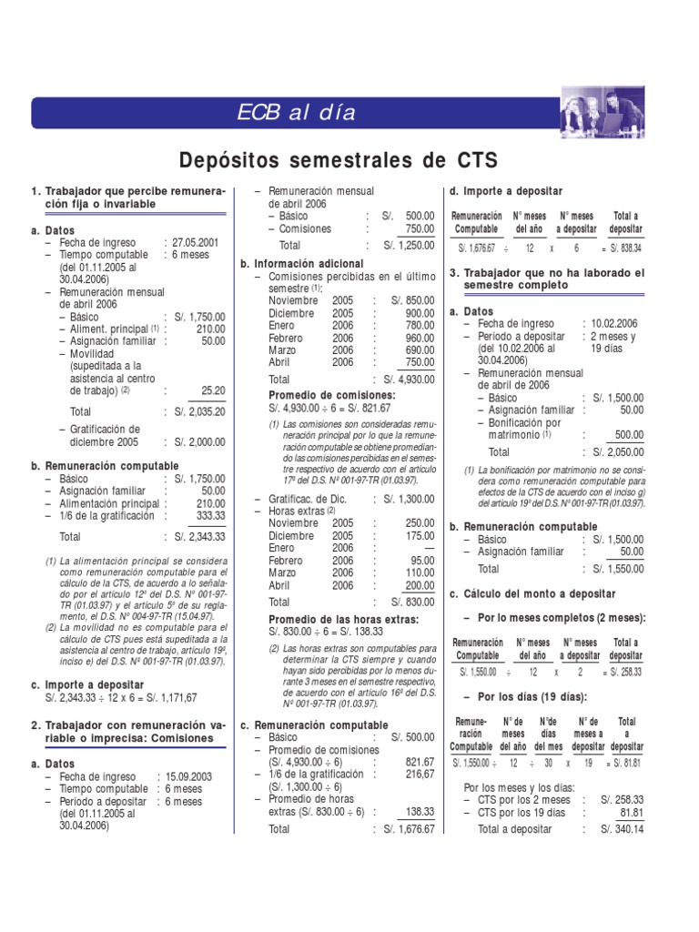 Cálculo de CTS: Ejemplos y Normativa | PDF | Business