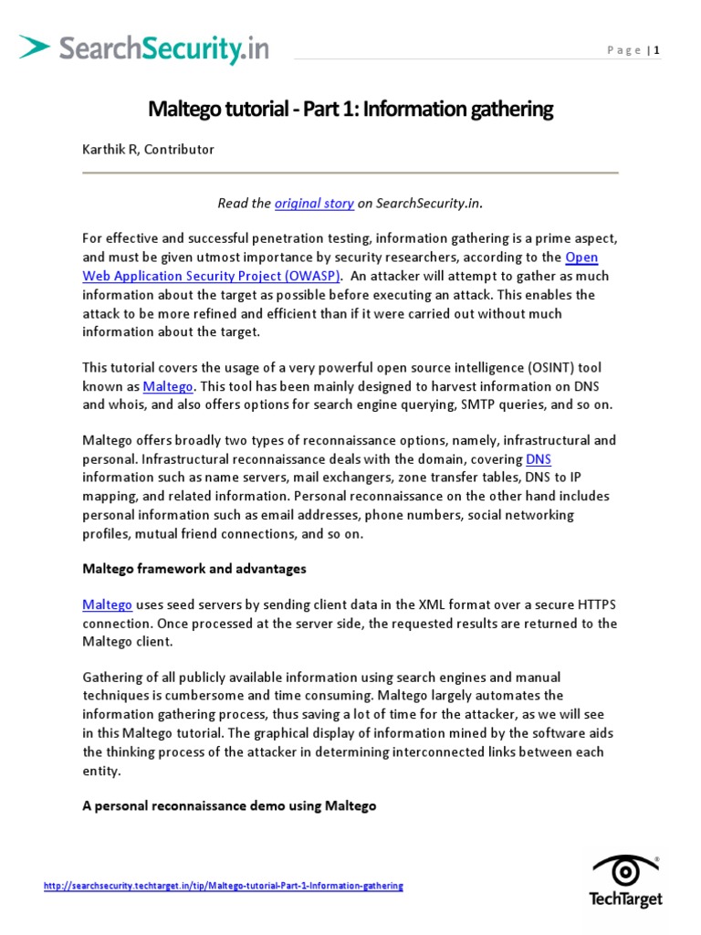 Maltego Tutorial - Part 1: Information Gathering: Open Web Application Security Project (OWASP ...