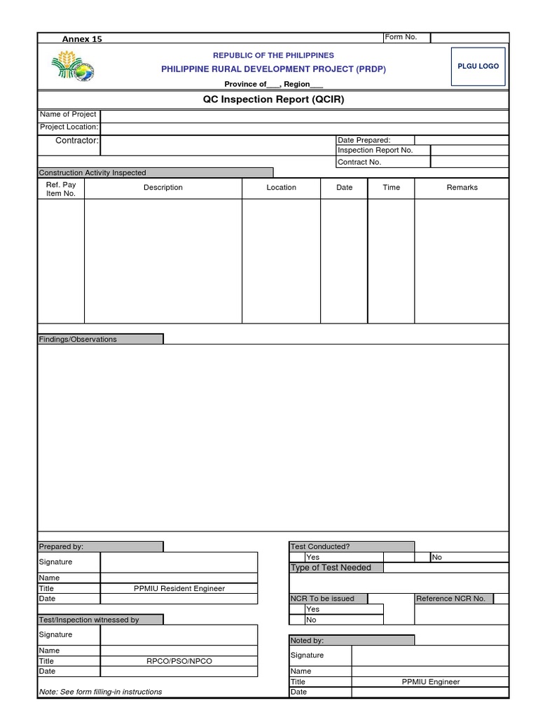 Annex 15 - QC Inspection Report | PDF | Business