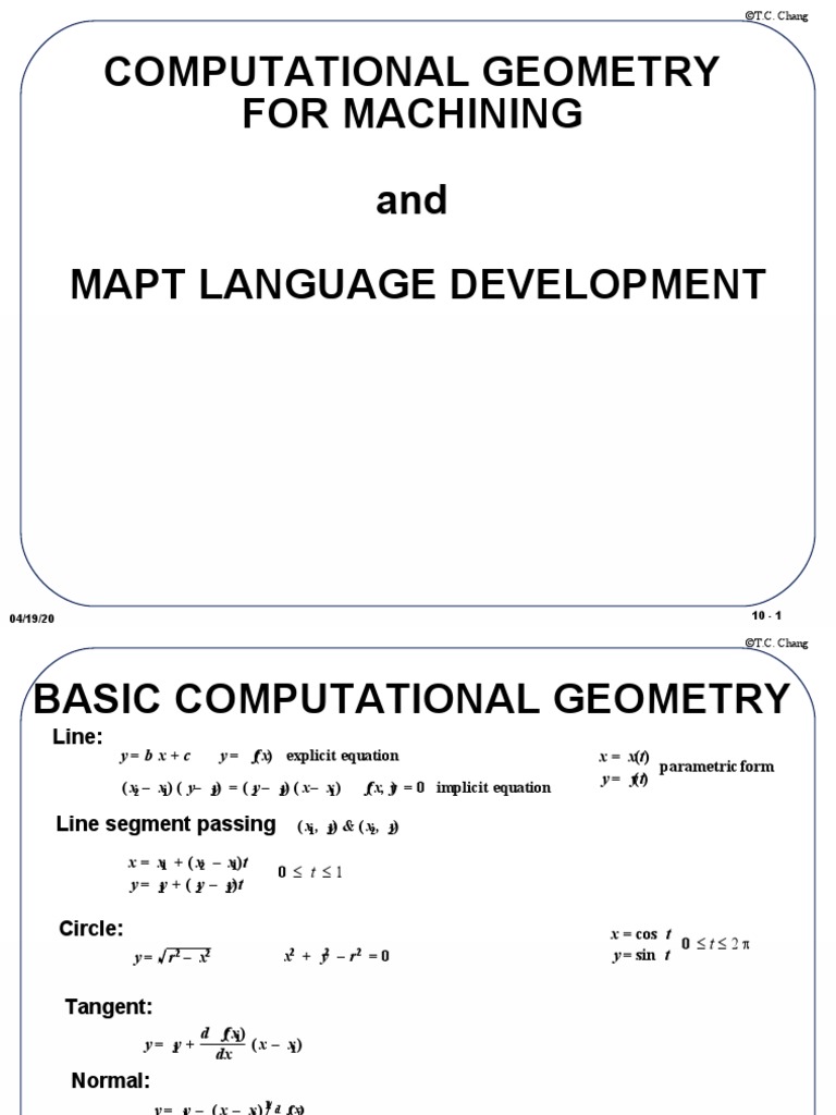Presentation - COMPUTATIONAL GEOMETRY FOR MACHINING | PDF | Tangent ...