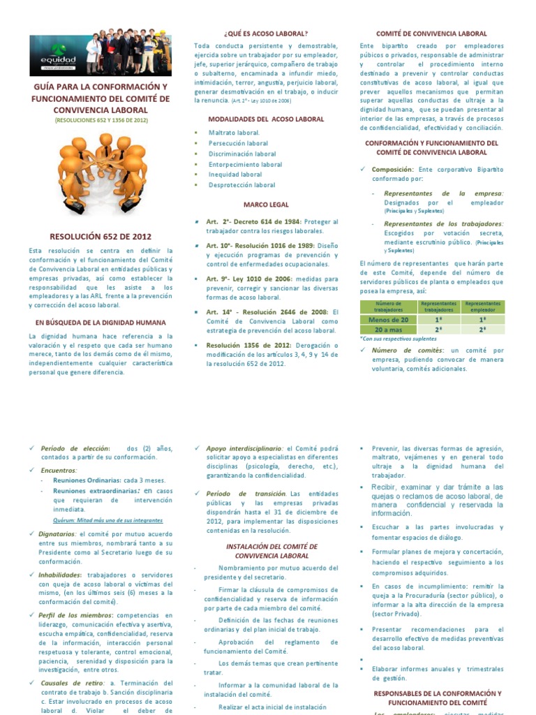 Comite de Convivencia Laboral - Folleto - La Equidad | PDF | Instituciones sociales | Ciencias ...